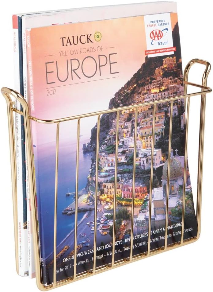 Amazon.com: mDesign Metal Wall Mount Decorative Magazine Rack Organizer ...