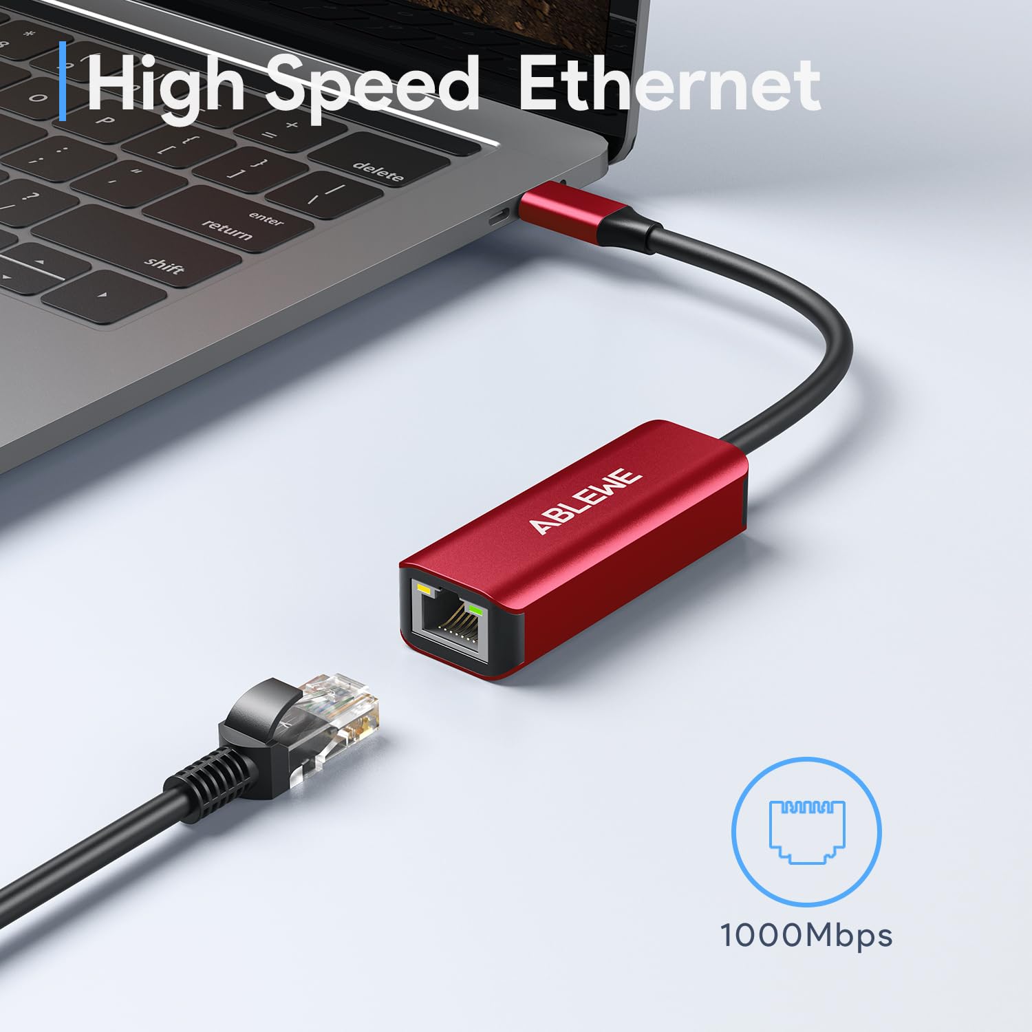 Snapklik.com : ABLEWE USB C To Ethernet Adapter, Type-C To RJ45 Gigabit ...