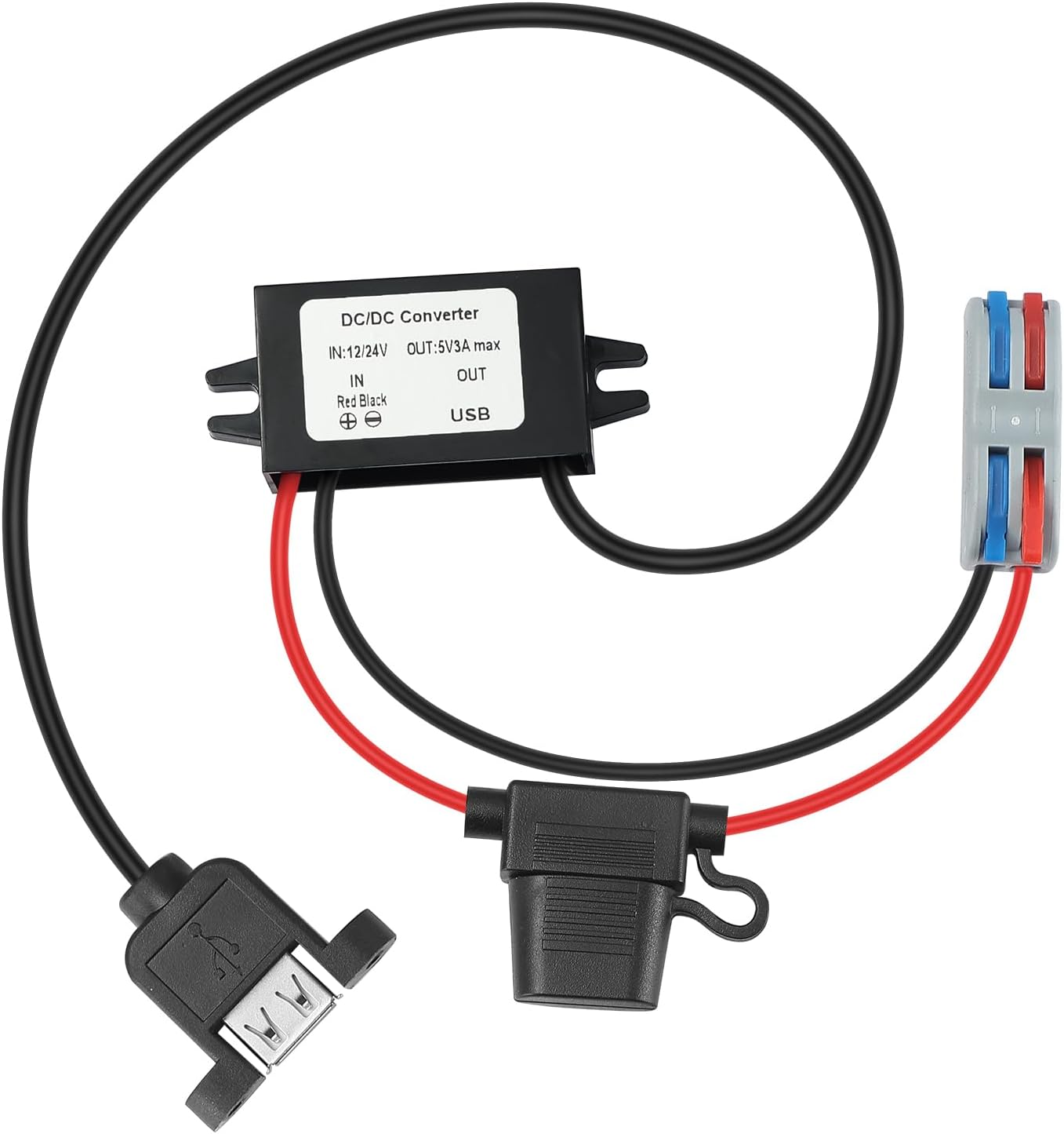 Amazon.com: Mzhou 12V/24V to 5V 3A USB Charger IP67 Waterproof - 15W DC ...