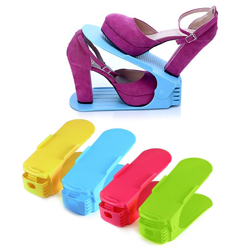 KADAM FAB Plastic Shoe Slots Organiser Space Saver Double Deck Shoe ...