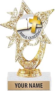 Amazon.com : 5.5" Gold Glitter Bible Quizzing Trophies, Custom Astral ...
