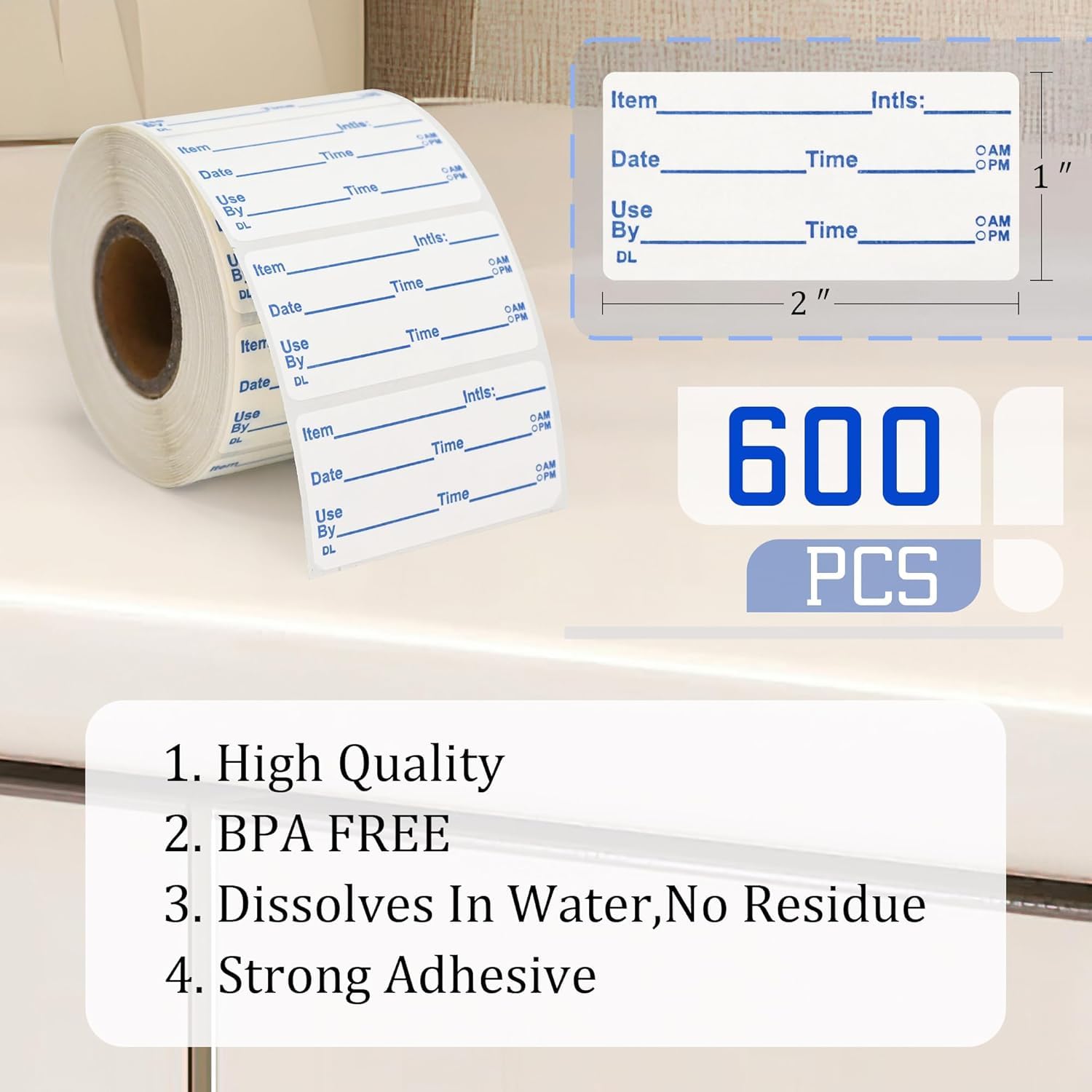 Snapklik.com : L LIKED 2x1 Dissolvable Labels, 600 Stickers, Use By ...