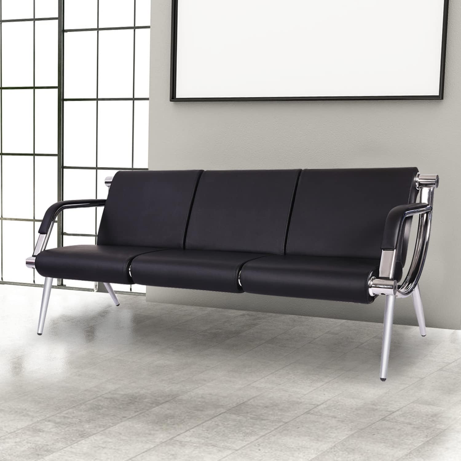 Amazon.com: Sangsan Waiting Room Bench, PU Leather Lobby Furniture ...