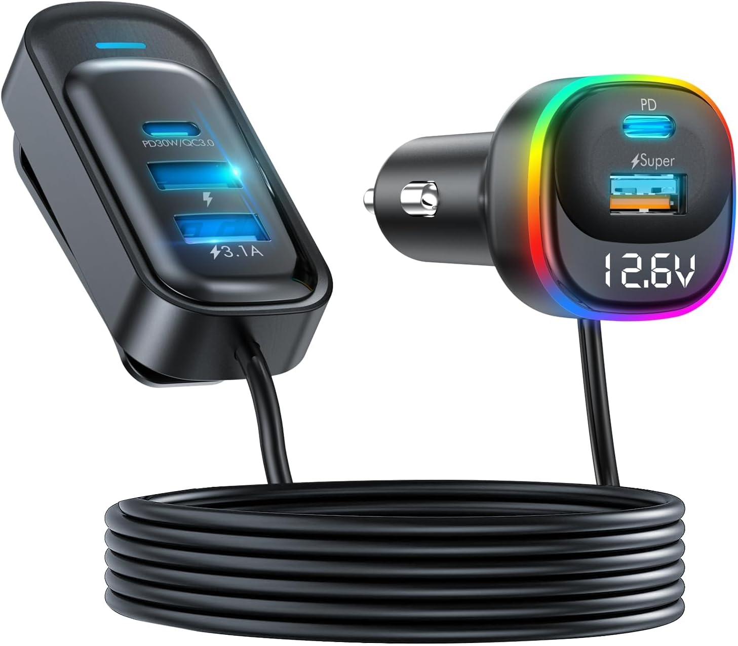 Amazon.com: 5-in-1 Car USB Charger Multi Port, 12V Car Phone Charger ...