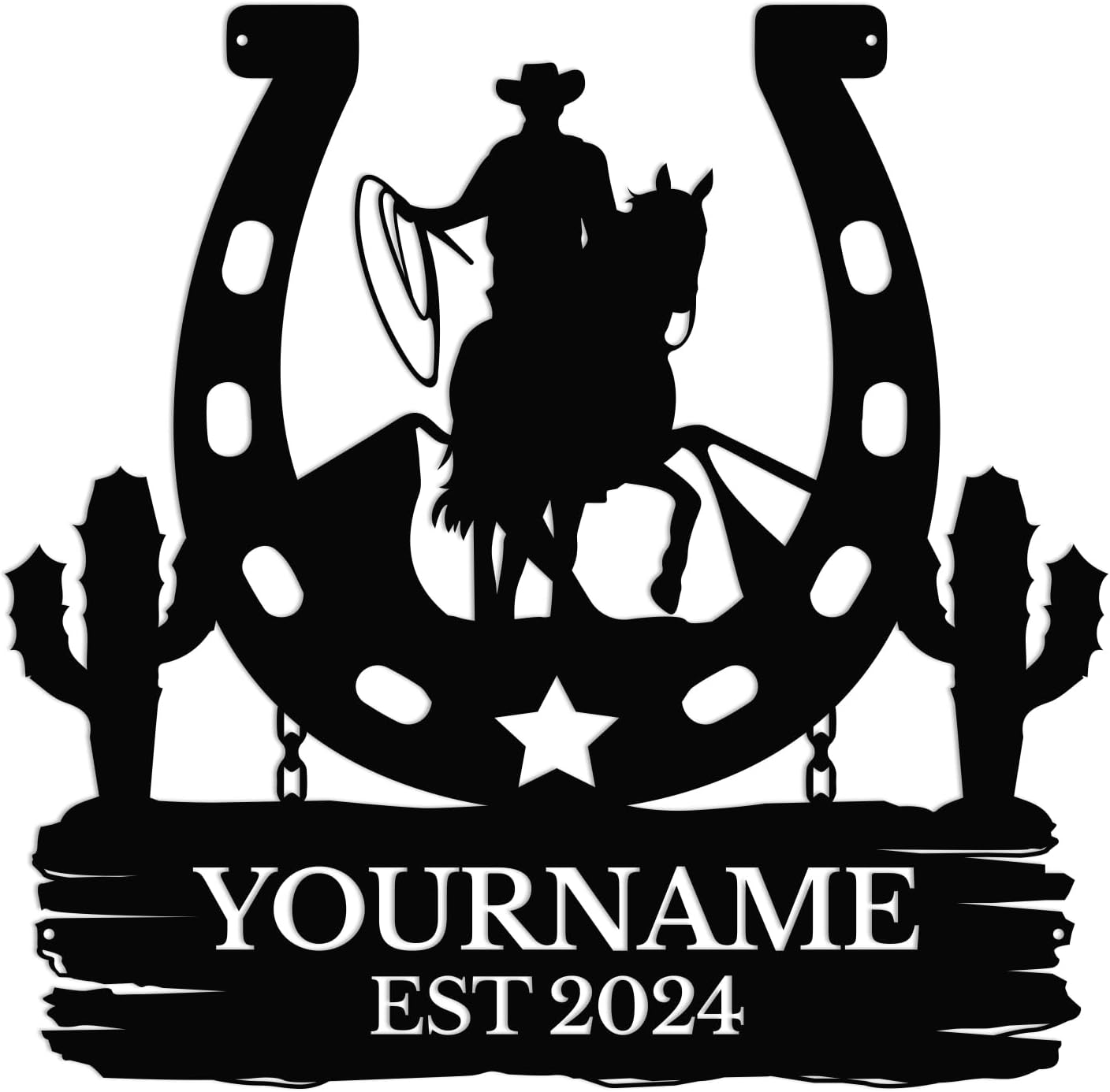 Amazon.com: Generic Personalized Western Cowboys Name Metal Signs, 24 ...