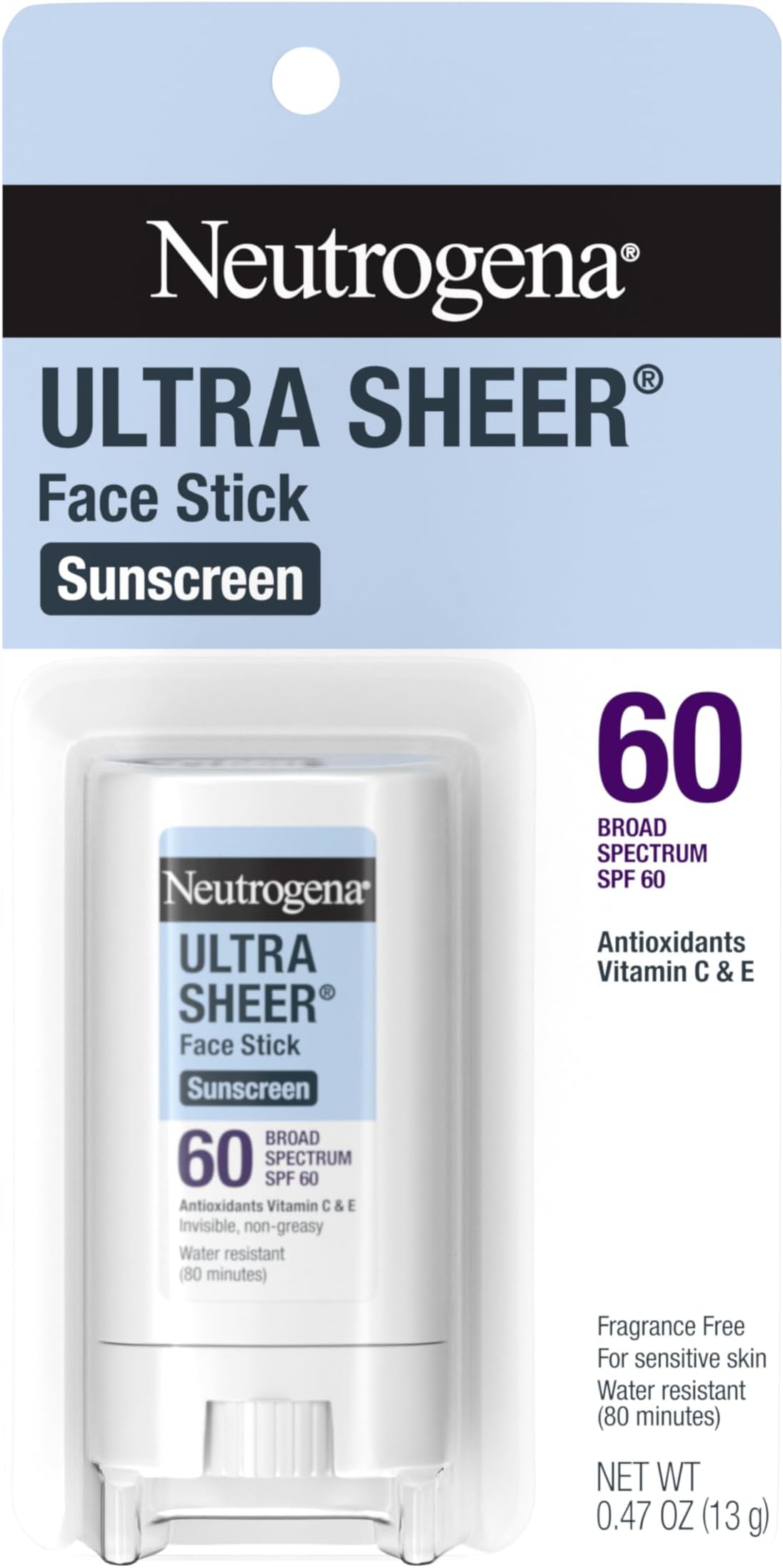 Amazon.com: Neutrogena Ultra Sheer SPF 60 Face Sunscreen Stick, Water ...