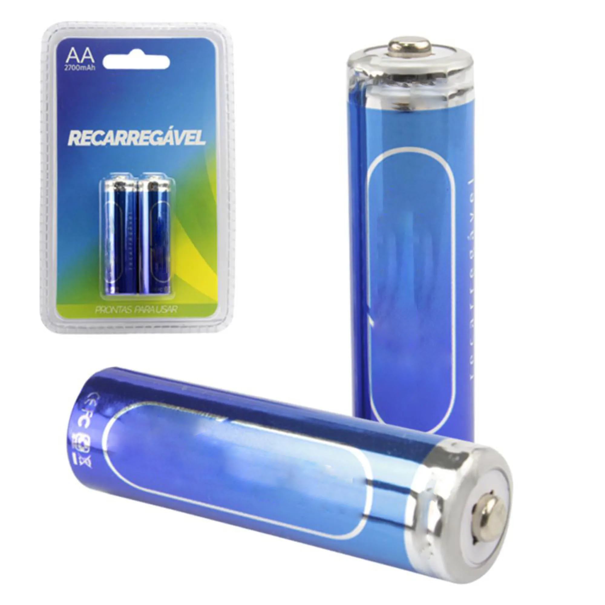 2 Pilhas Recarregáveis AA 1.2v 2700mAh Pilha Recarregável Read To Use ...