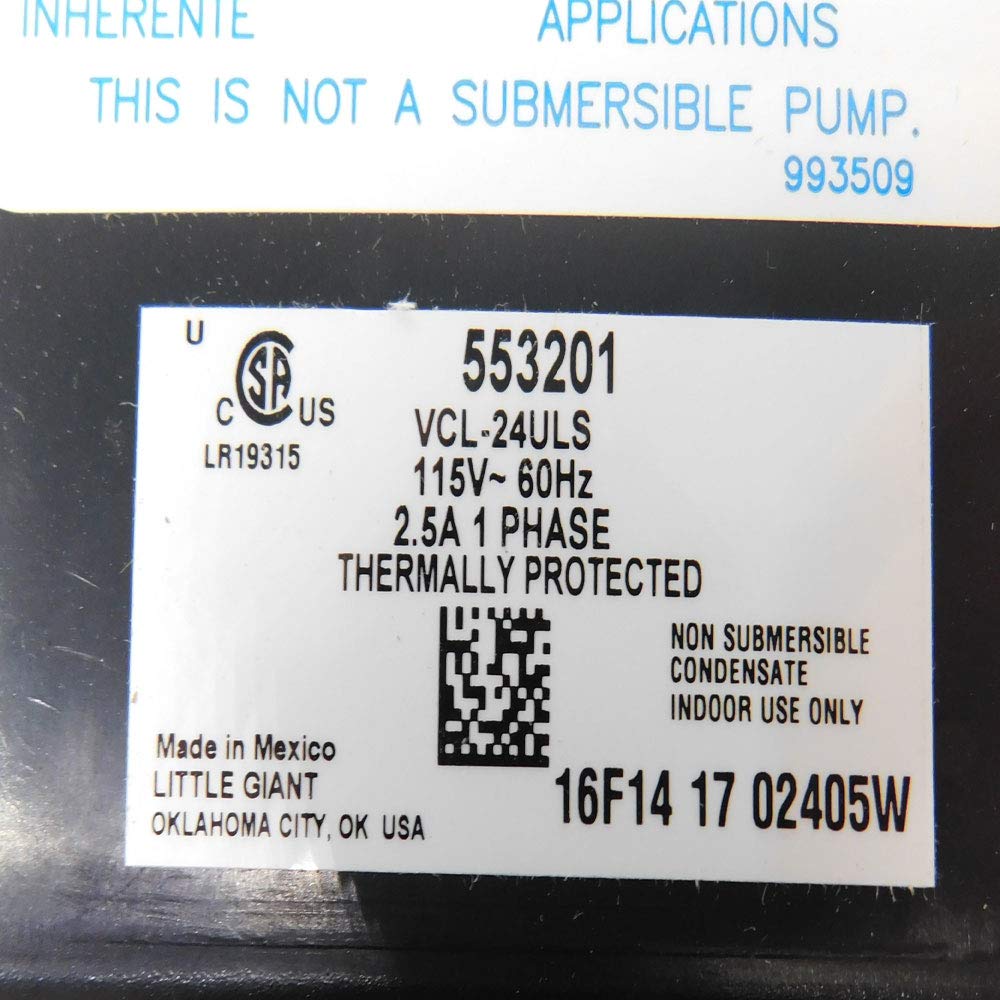 Snapklik.com : Little Giant VCL-24ULS 115 Volt, 1/18 HP, 270 GPH ...