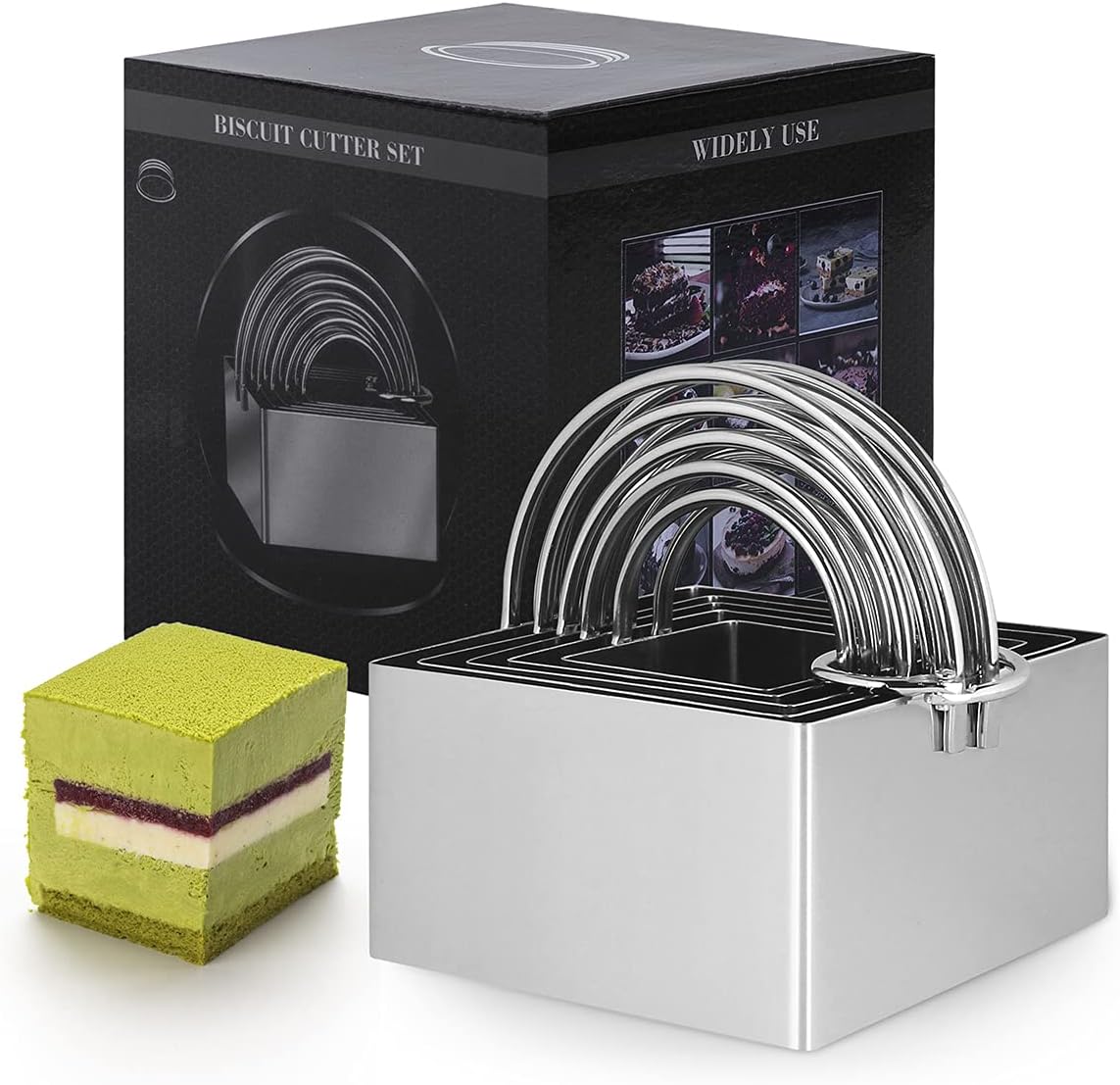 Amazon.com: Square Cake Mold Ring Set-4/6/8 Inch Stainless Steel Large ...
