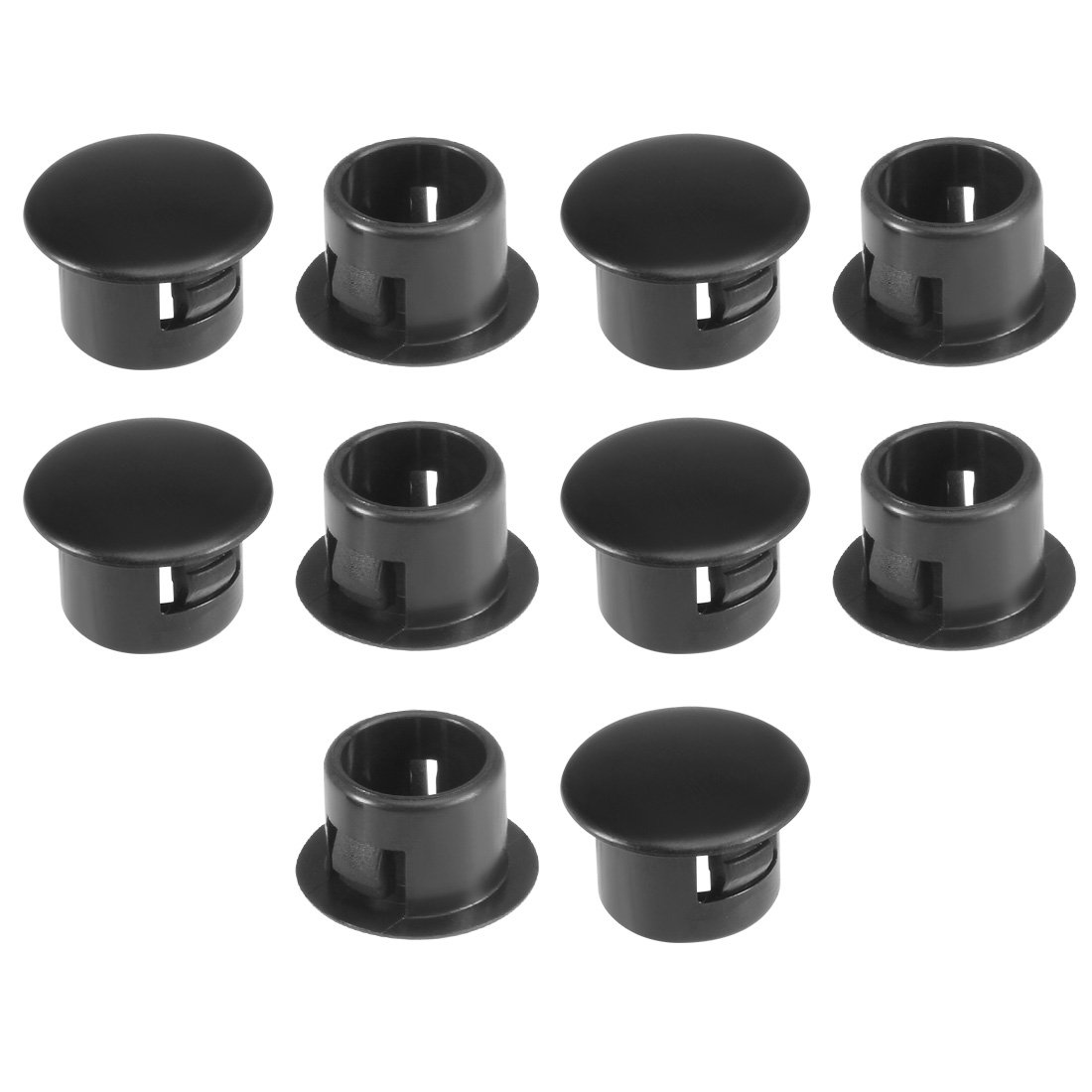 uxcell Hold Plugs,10pcs 12.7mm x 9mm Black Nylon Round Snap Panel ...