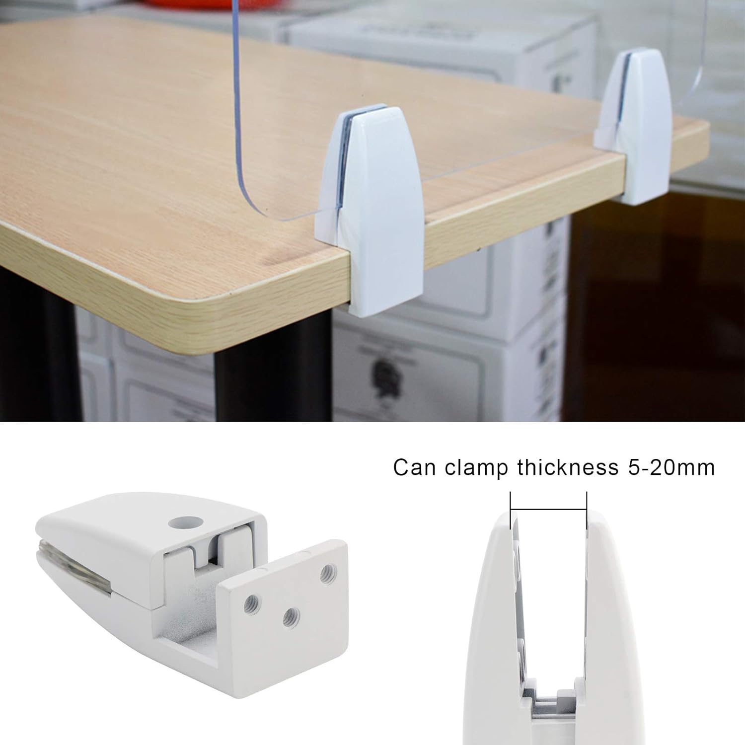 SHEENO 4Pack Desk Divider Clamp, Aluminum Alloy Screen Partition Clip ...