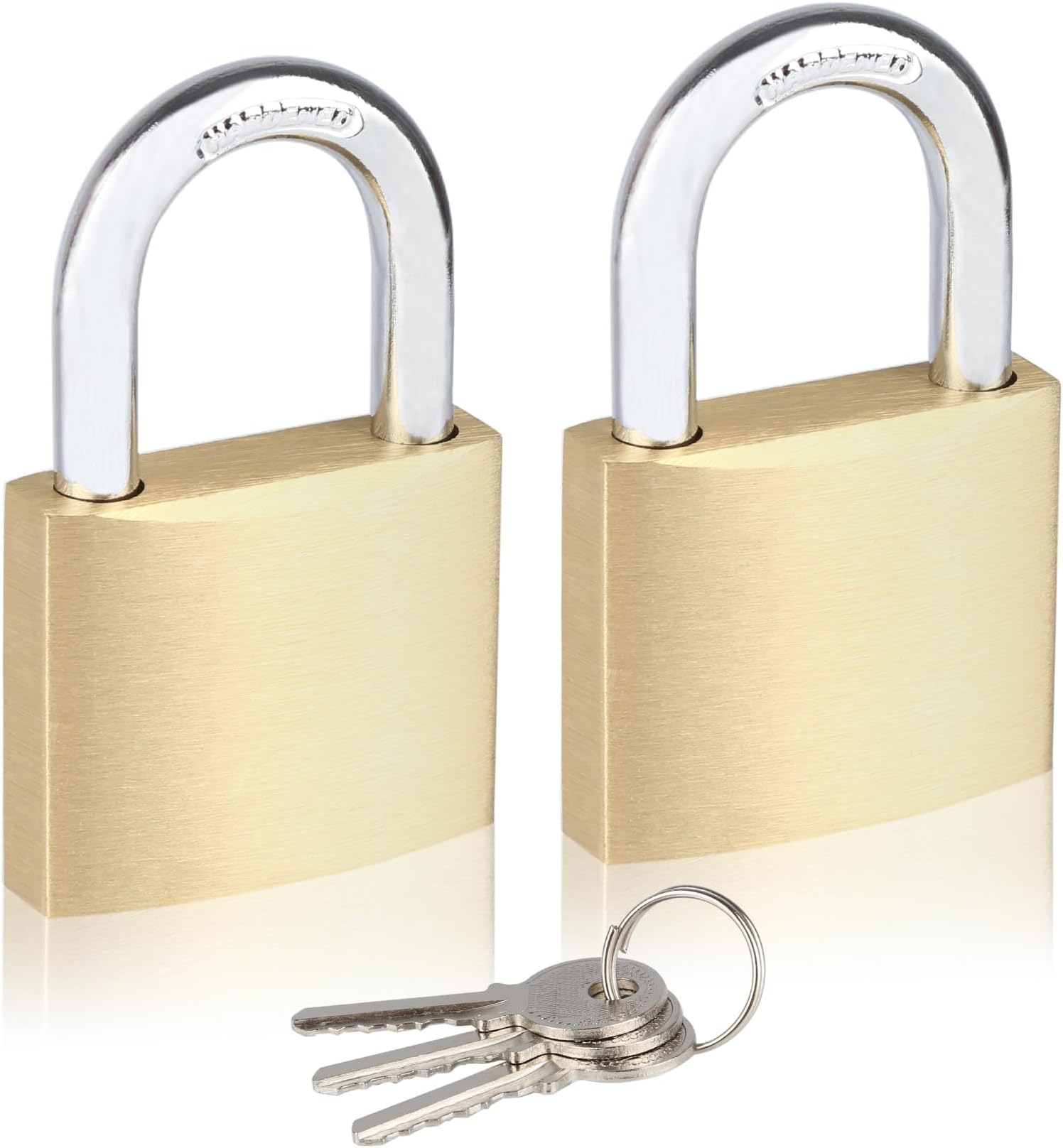 Lockwise 2 Pack Long Shackle Padlock, 2.9 in Waterproof Solid Brass ...