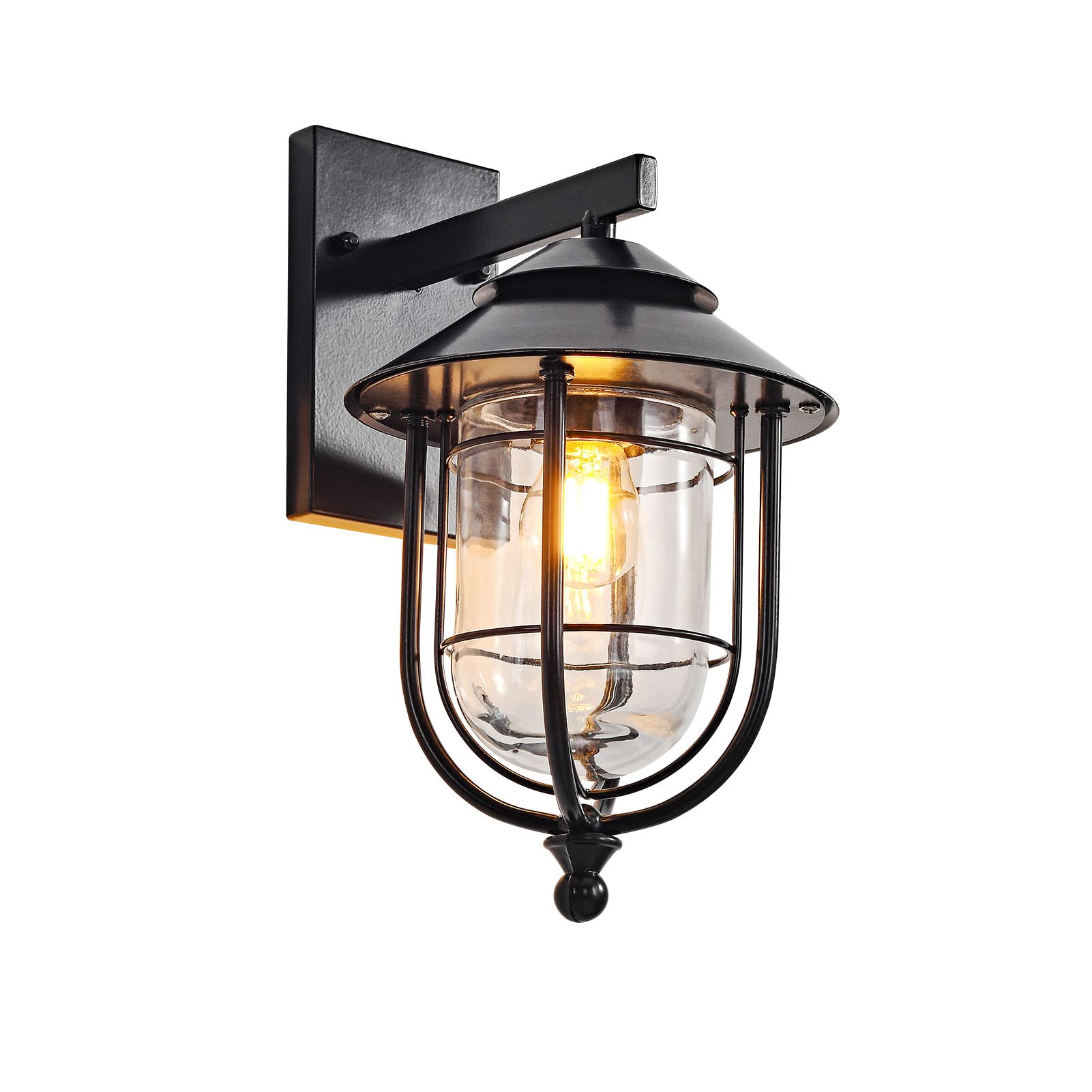 YHPOYLP Outdoor Wall Sconce, Modern Exterior Light Fixture with Glass ...
