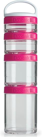 BlenderBottle C00295 GoStak Twist n' Lock Storage Jars, 4-Piece Starter ...