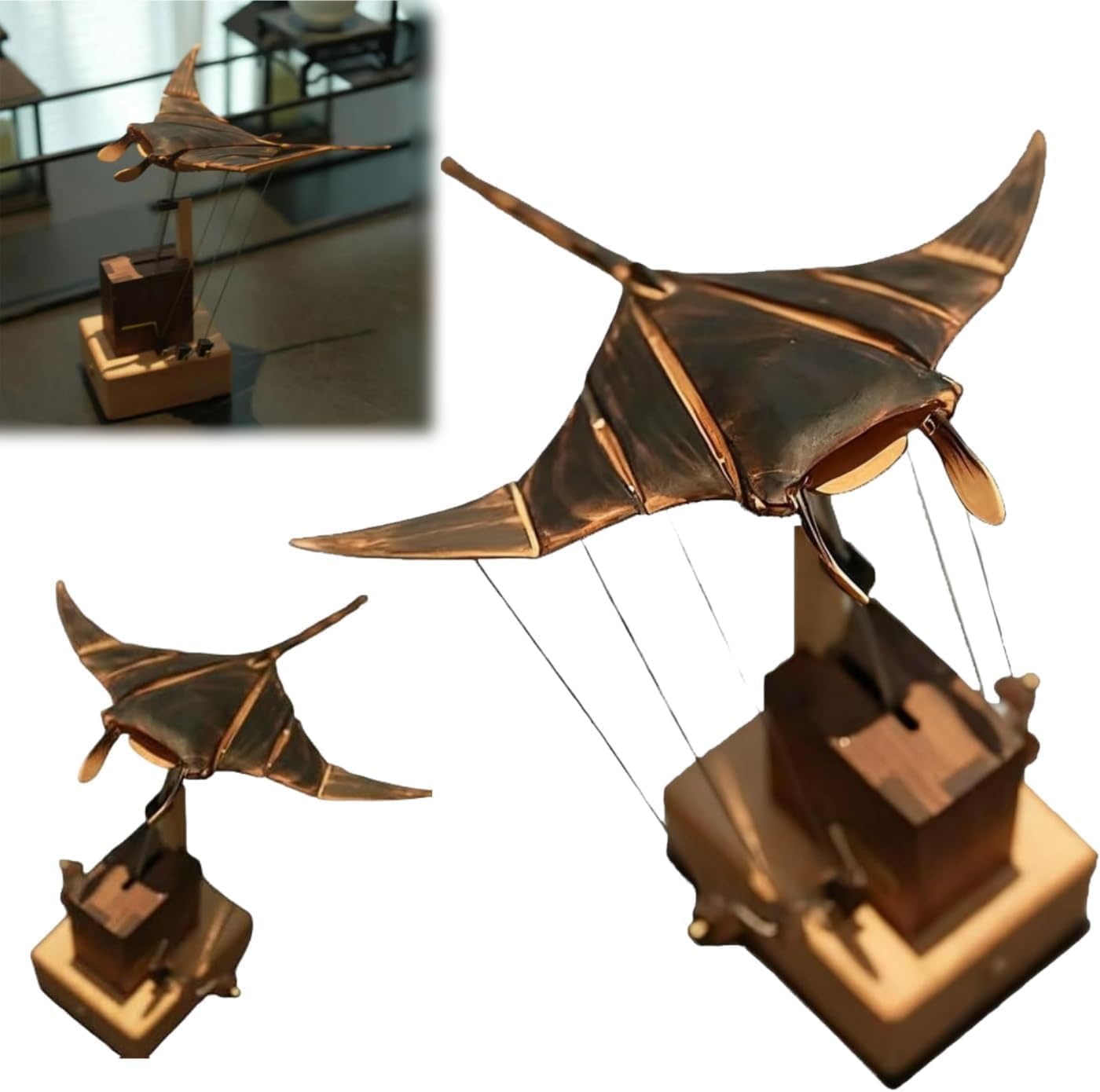 Amazon.com: Upgraded Handmade Wooden Electric Manta Ray Ornament ...