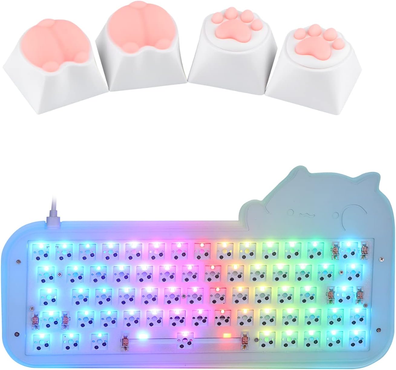 Amazon.com: EPOMAKER Mini Cat 64 Wired VIA Mechanical Keyboard Kit with ...