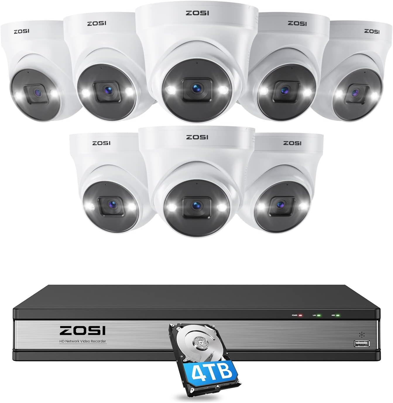 Amazon.com : ZOSI 16CH 4K PoE Security Camera System with Person ...