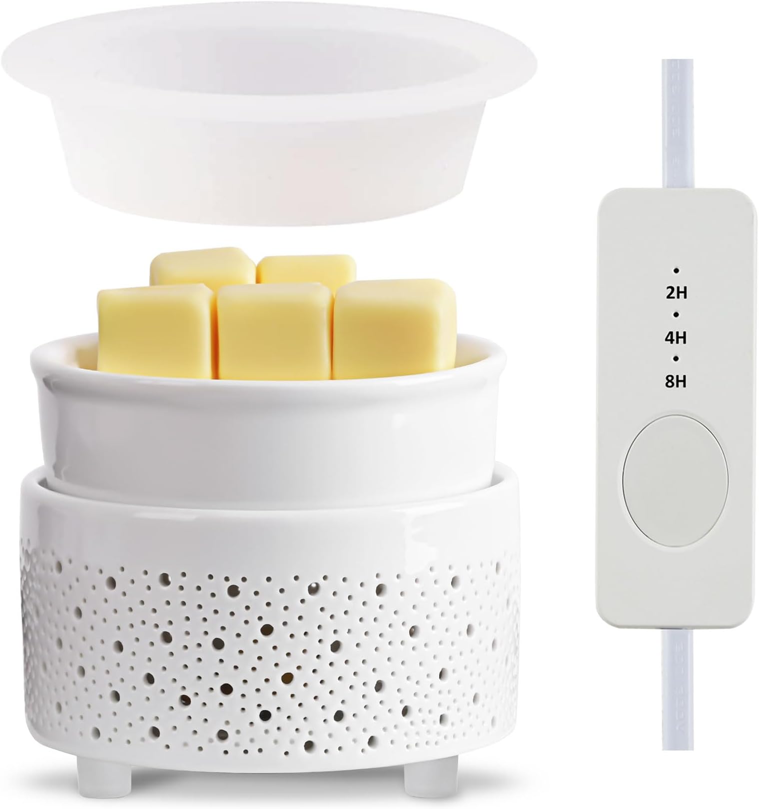 Amazon.com: Wax Melt Warmer with Timer & Enlarged Silicone Dish Ceramic ...