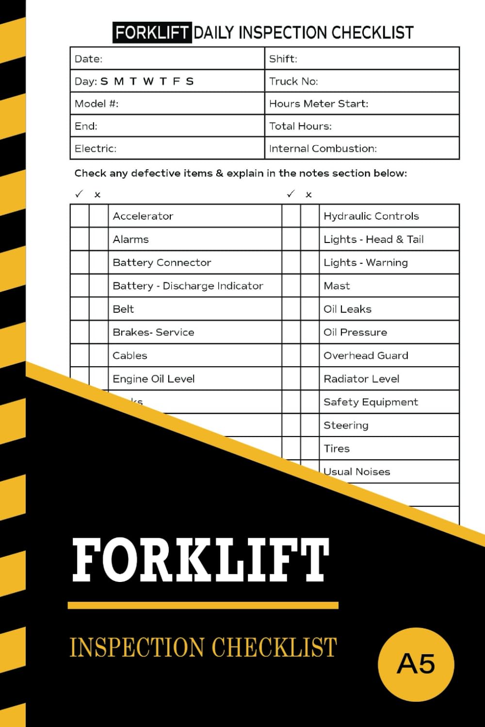 Forklift Inspection Checklist: Operators Safety & Maintenance Record ...