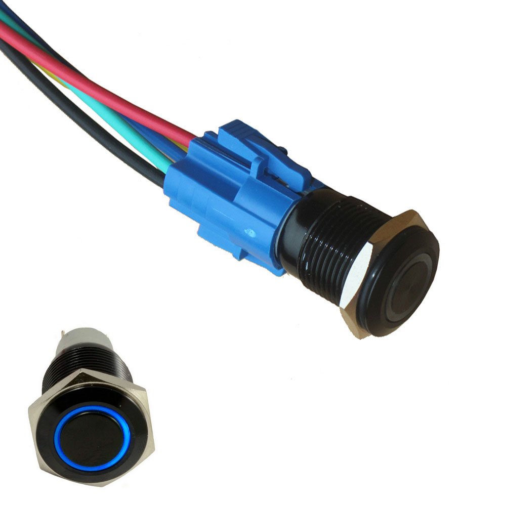 Buy ETOPARSBlack Case 16mm Blue Angel Eye Symbol LED 12V Push Button ...