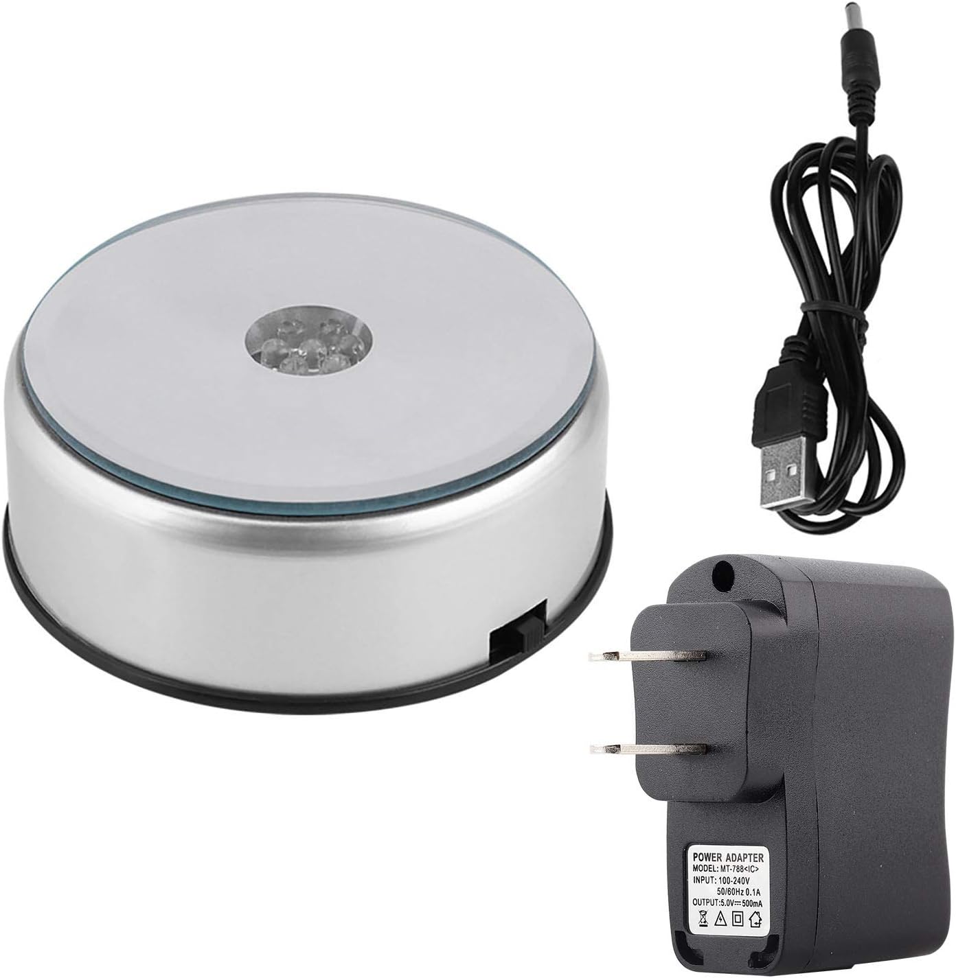 Amazon.com: LED Display Base, Colorful Light Round Rotating Crystal ...