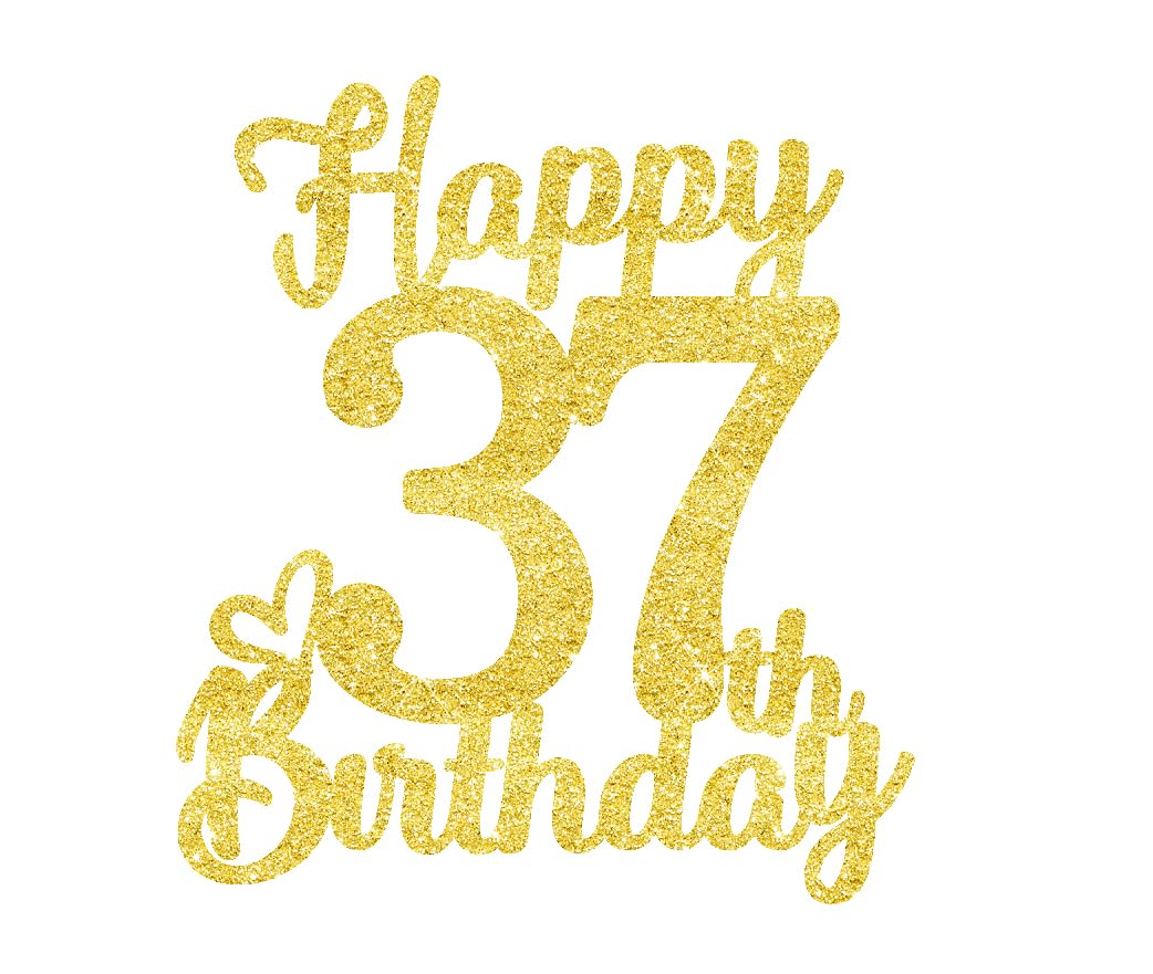 Snapklik.com : 37 Birthday Cake Toppers-Gold Glitter, 37th Cake Topper ...