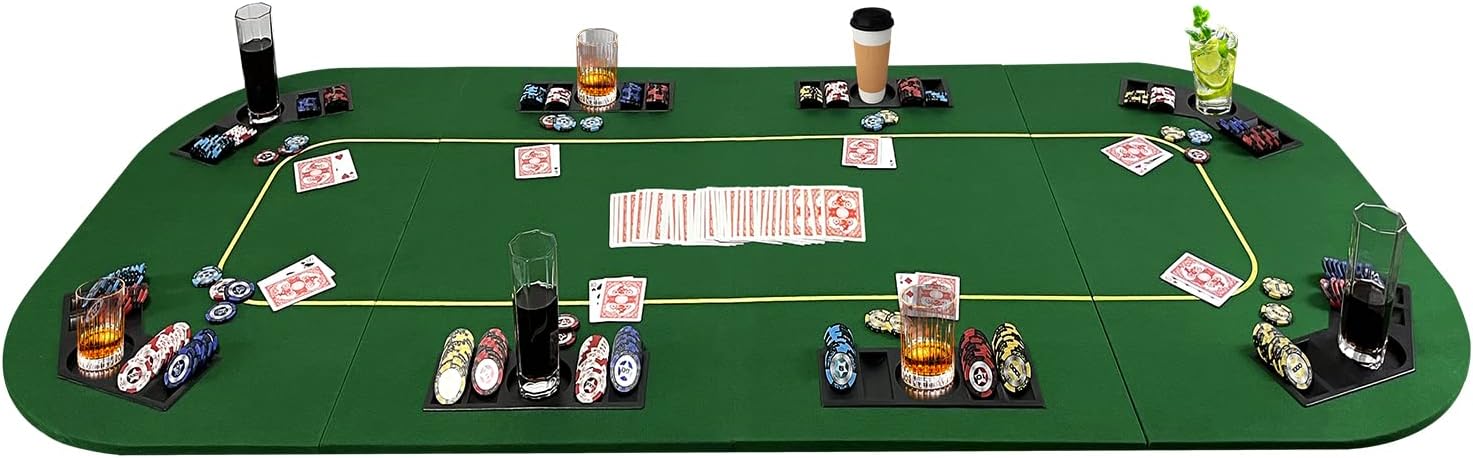 Amazon.com: Leyndo 84" Tri Fold Folding Poker Padded Table Top with 10 ...