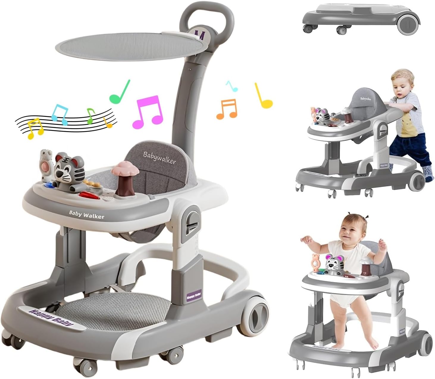Beauenty 4-in-1 Baby Walker,Height Adjustable Toddler Walker with Push ...