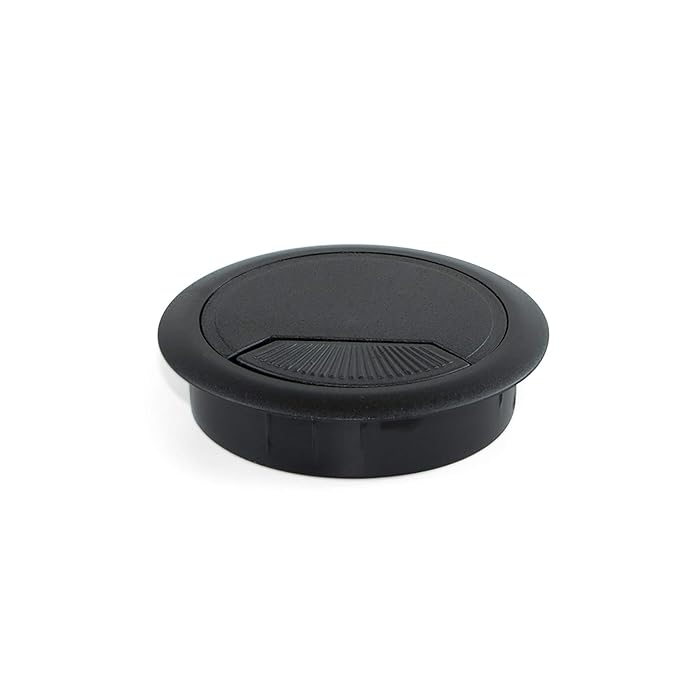 Buy Emuca - Ø80mm round grommet from black plastic, desk cable grommet ...