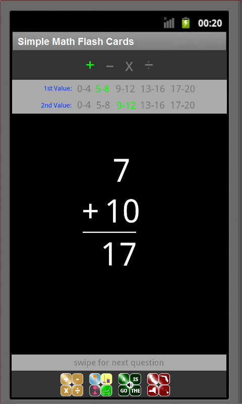 Simple Math Flash Cards - App on Amazon Appstore