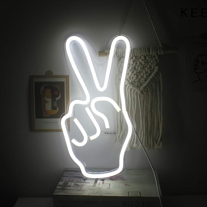 ineonlife Neon Peace Sign Decor Led Neon Signs Peace Finger Peace Sign ...
