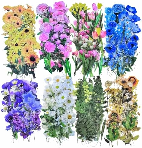 Amazon.com: Knaid 100 Pieces Vintage Flower Stickers Set - Big 3.4 ...