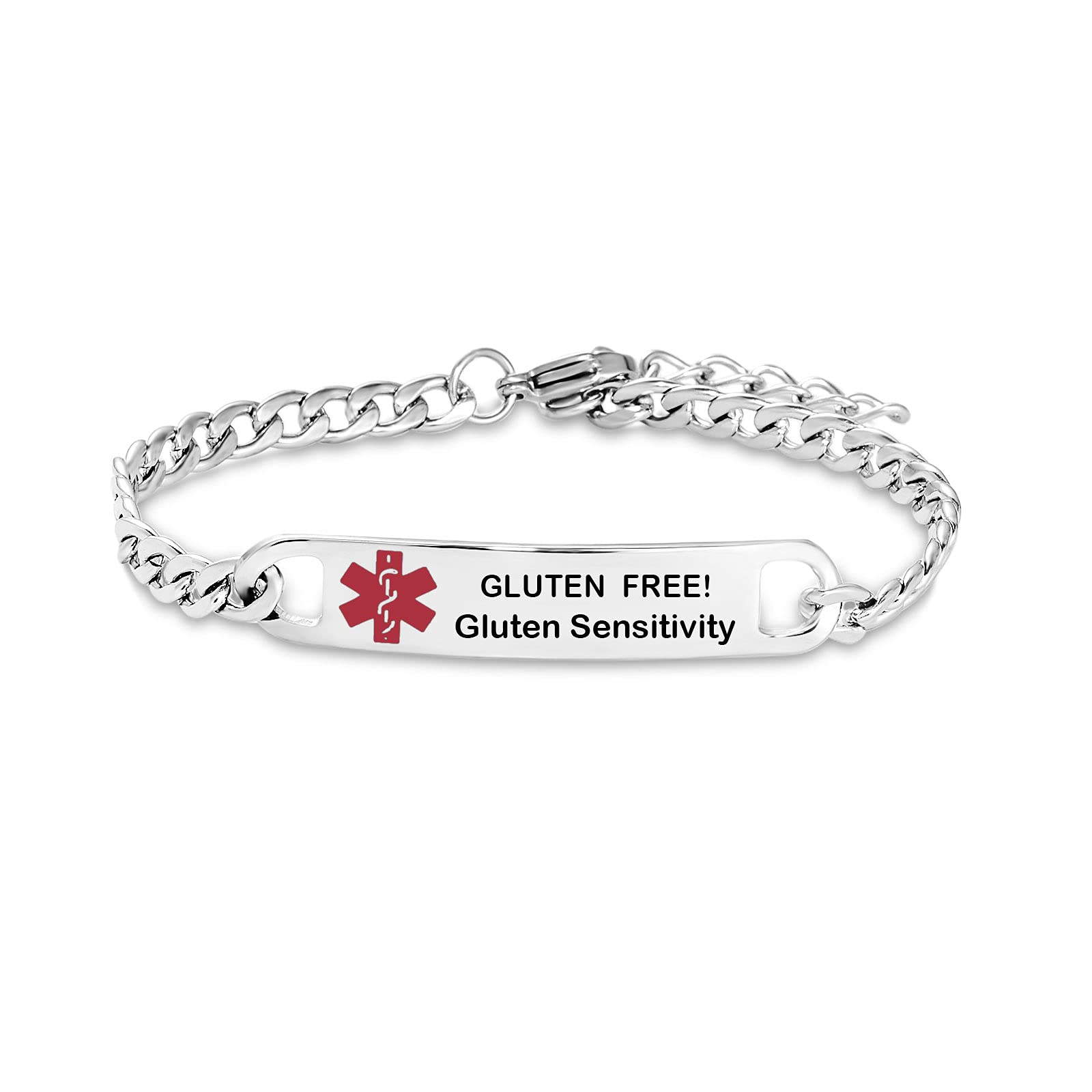 Amazon.com: MiiFort Gluten Free Medical Alert ID Bracelets SOS ...