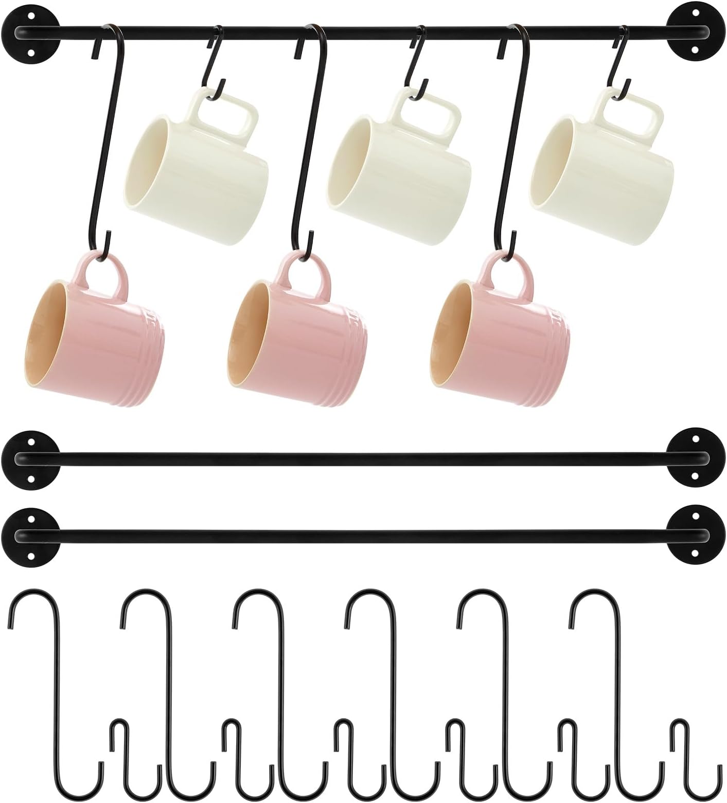 Amazon.com: Mkono Mug Holder Wall Mounted Metal Coffee Cup Rack with 12 ...