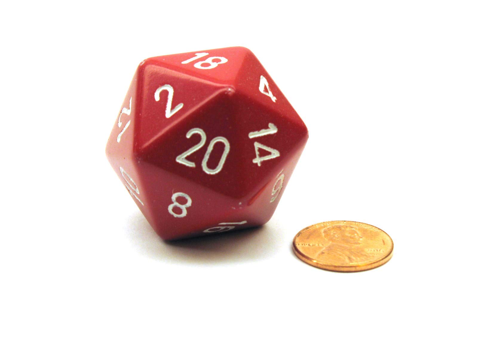 Amazon.com: Jumbo d20 Counter - Opaque 34mm Dice: Red with White : Toys ...