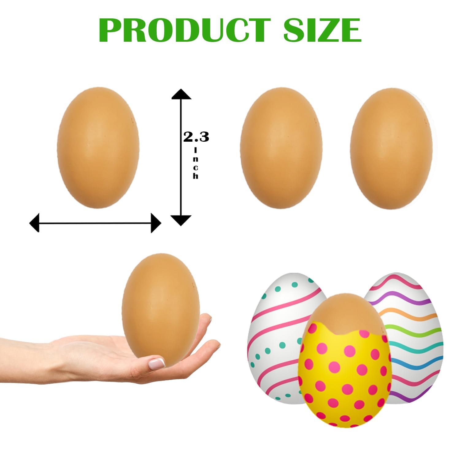 Snapklik.com : Wooden Fake Eggs, Life Size Brown Eggs 192-Pack, Perfect ...