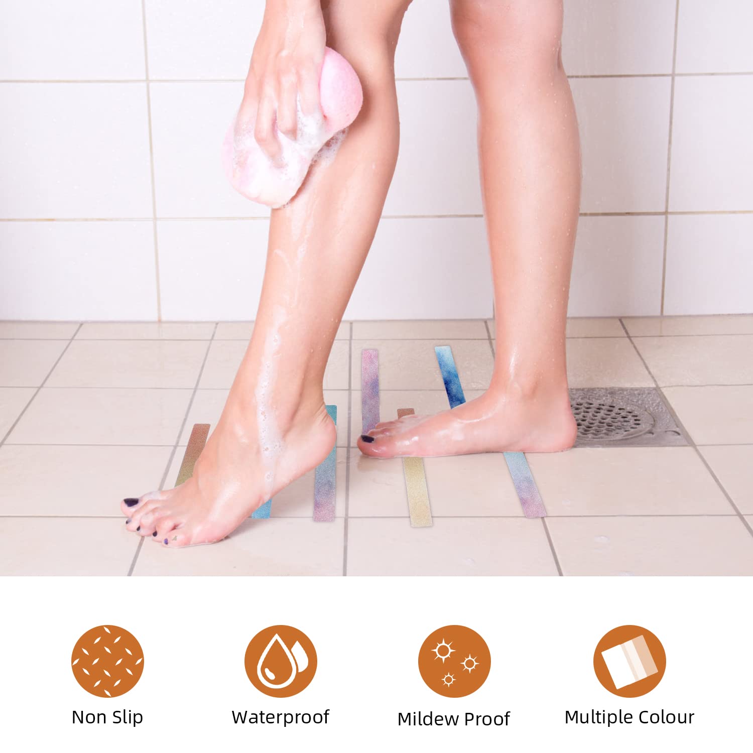 Snapklik.com : Anti Slip Colorful Shower Strips 24 PCS Safety Bathtub ...