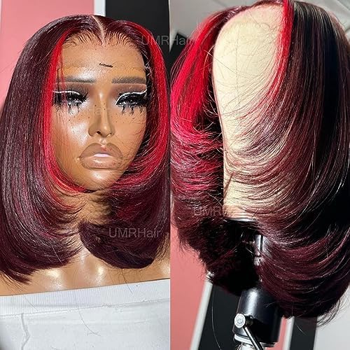 Amazon.com : Skunk Stripe Bob Lace Front Wigs for Black Women 13X6 Deep ...