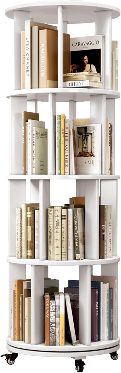 Amazon.com: 4 Tier Rotating Bookshelf Tower Spinning Bookshelf with ...