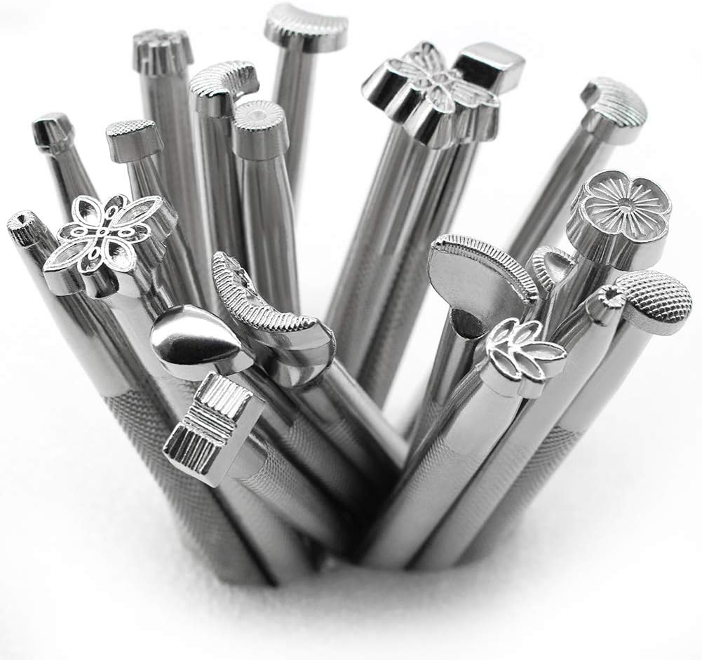 Amazon.com: 20Pcs/Lot Leather Stamping Tools Kit Patterns Designs ...
