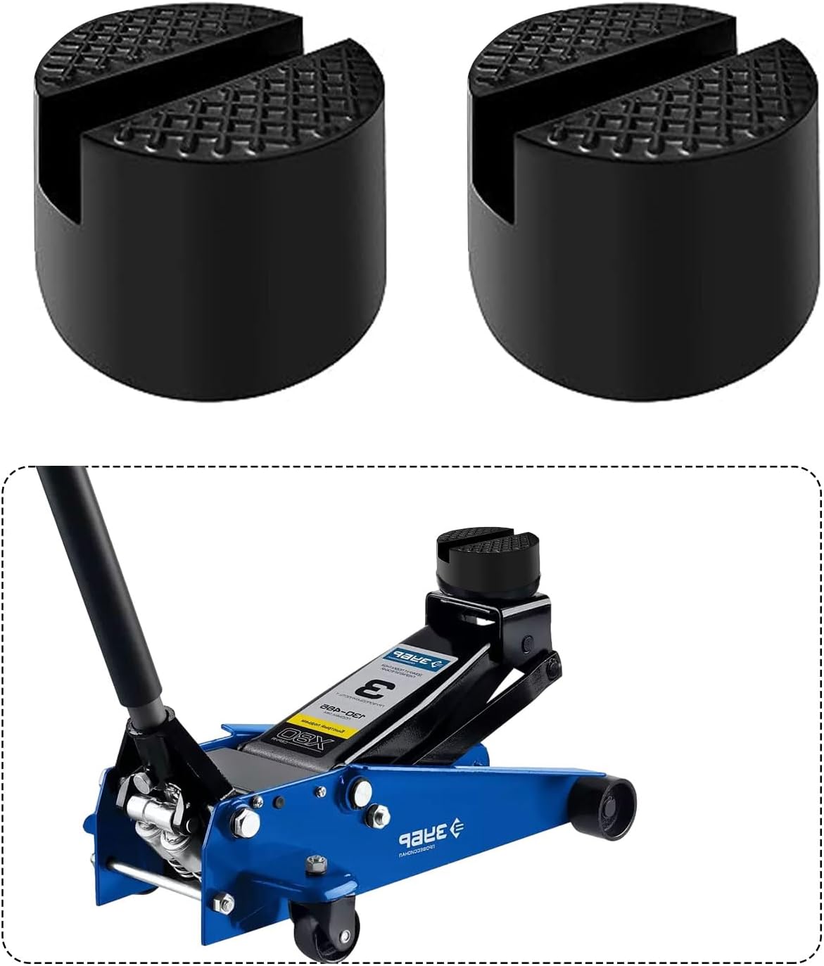 2Pcs Slotted Jack Rubber Feet Pads Trolley Jack Rubber Pad with Strong ...