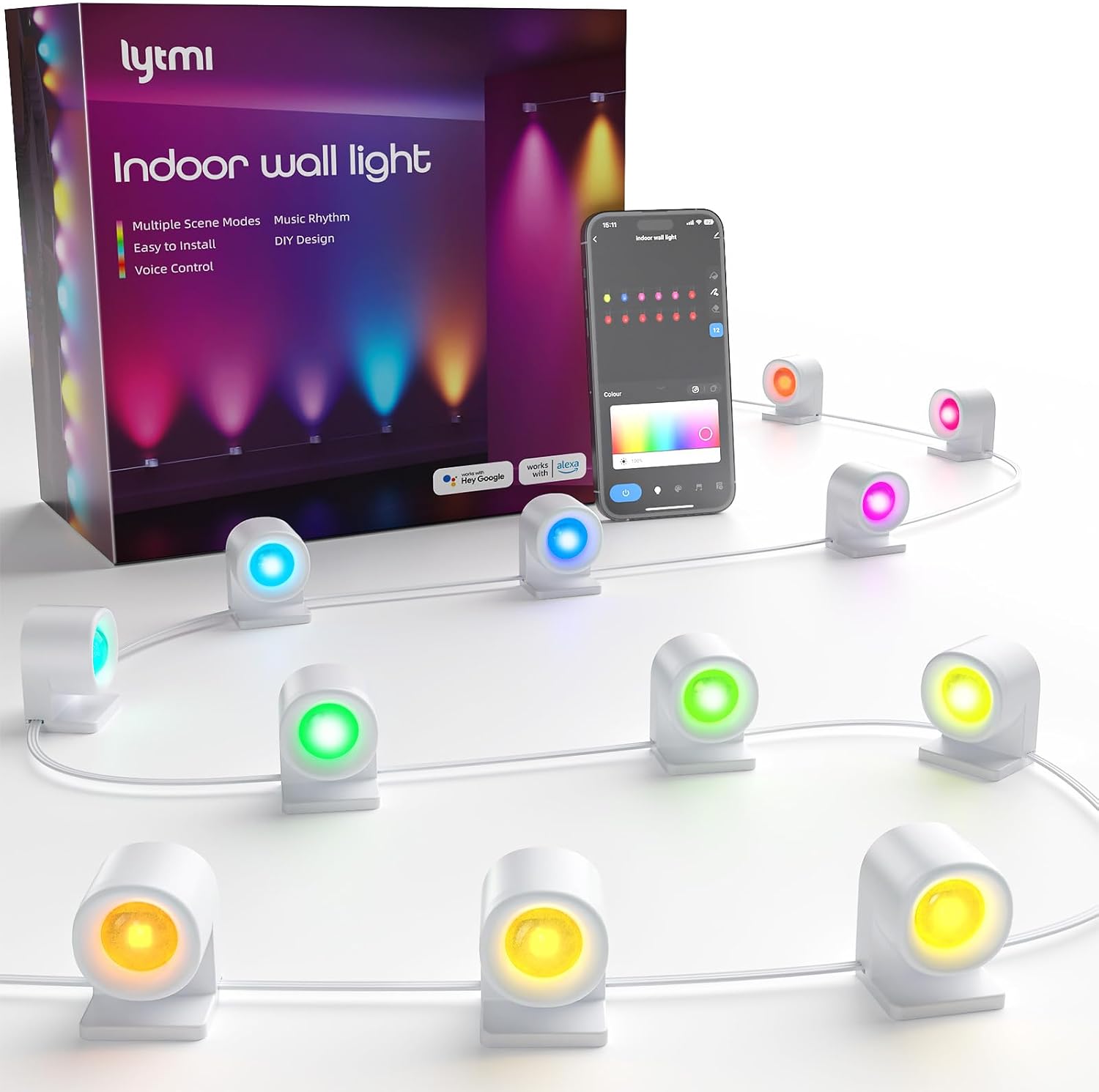 Lytmi Indoor Wall Light, RGBIC Smart Wall Sconces with WiFi, Works with ...