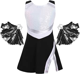 Amazon.com: Jowowha Kids Girls Sequin Cheerleading Costume Dress with ...