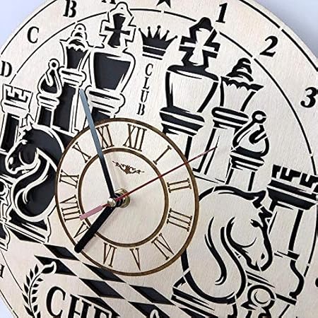 Buy NABSTER Chess Wall Clock Made of Eco Friendly Wood - Unique Gift ...