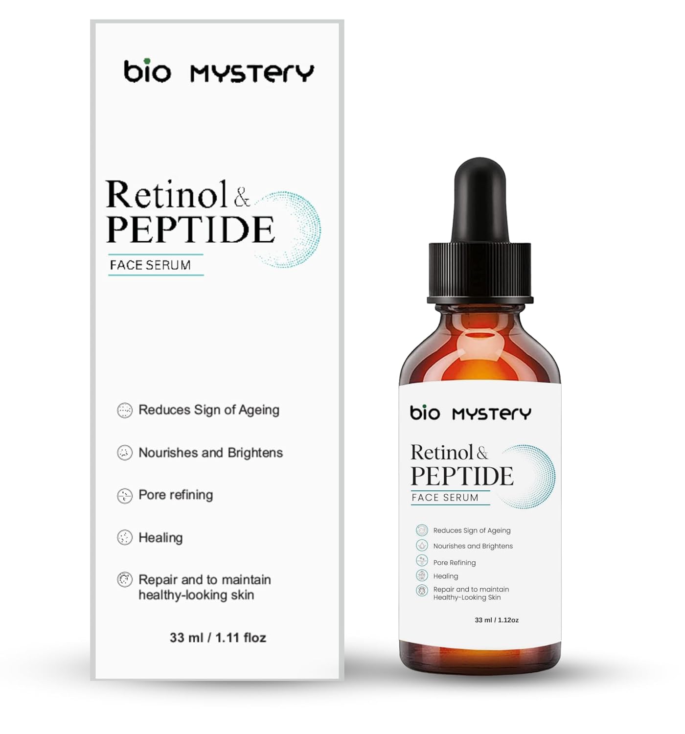 Amazon.com: Bio Mystery Retinol & Peptide Face Serum (33ml / 1.12 Ounce ...