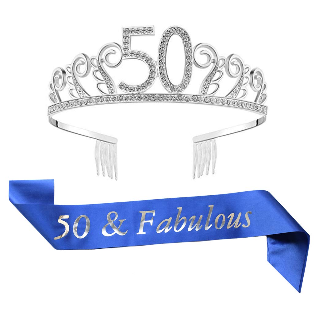Buy 50th Birthday Decorations Party Supplies Birthday Tiara and Sash ...