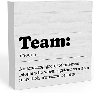 Amazon.com: Inspirational Team Noun Wooden Box Sign, Team Sign Office ...