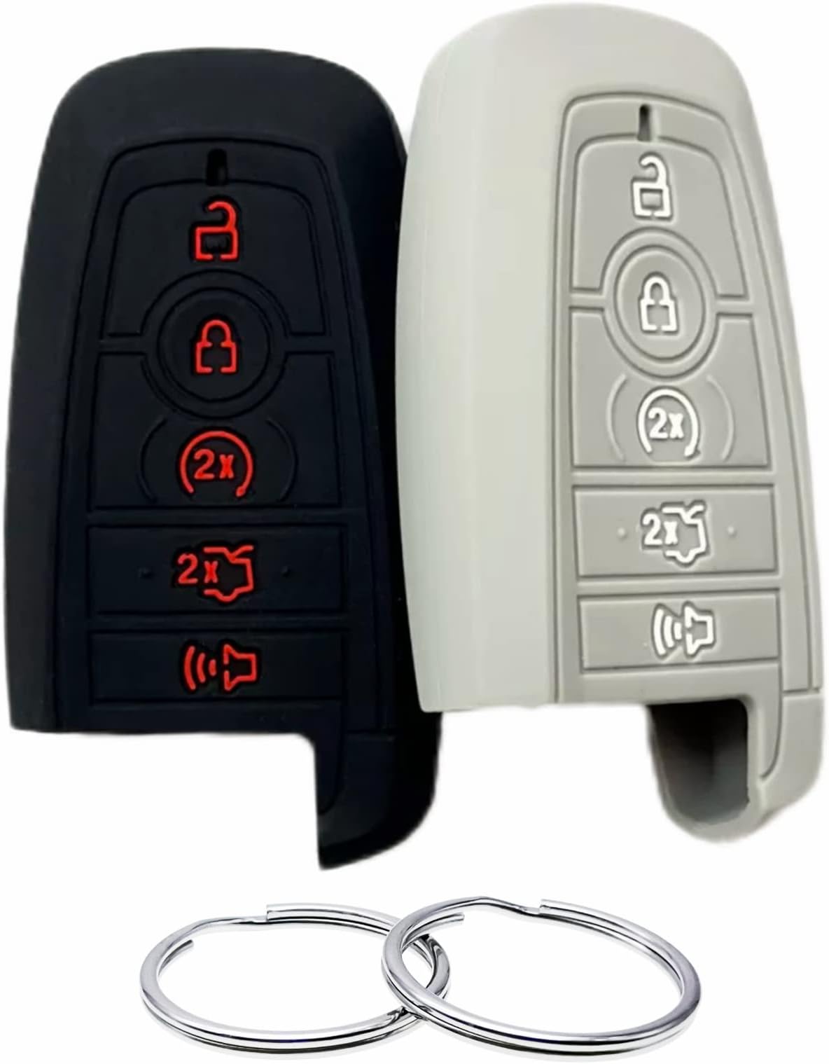 Amazon.com: 2 PCS Silicone 5 Buttons Remote Key Case Fob Shell Cover ...