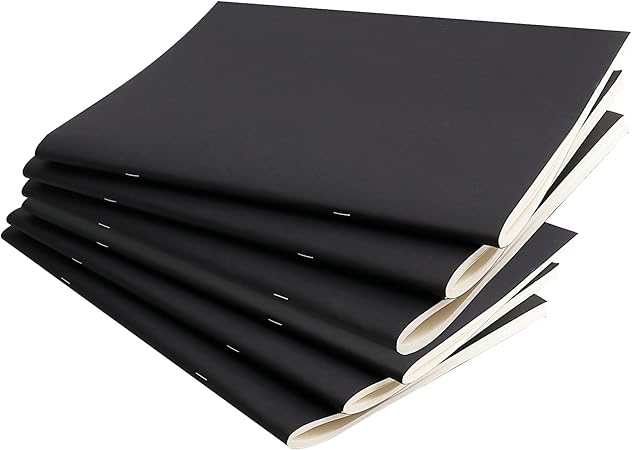 KOHAND 6 Pack A3 Sketchbook, Black Soft Cover Sketchbook, 20 Sheets/40 Pages 120 GSM Blank Paper ...