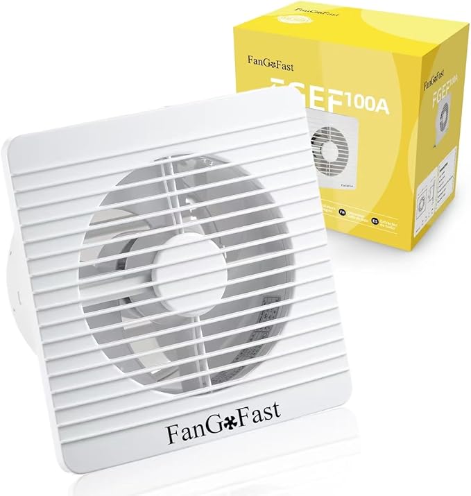 FanGoFast 100mm Bathroom Extractor Fan, 12W Bathroom Fan Quiet with ...